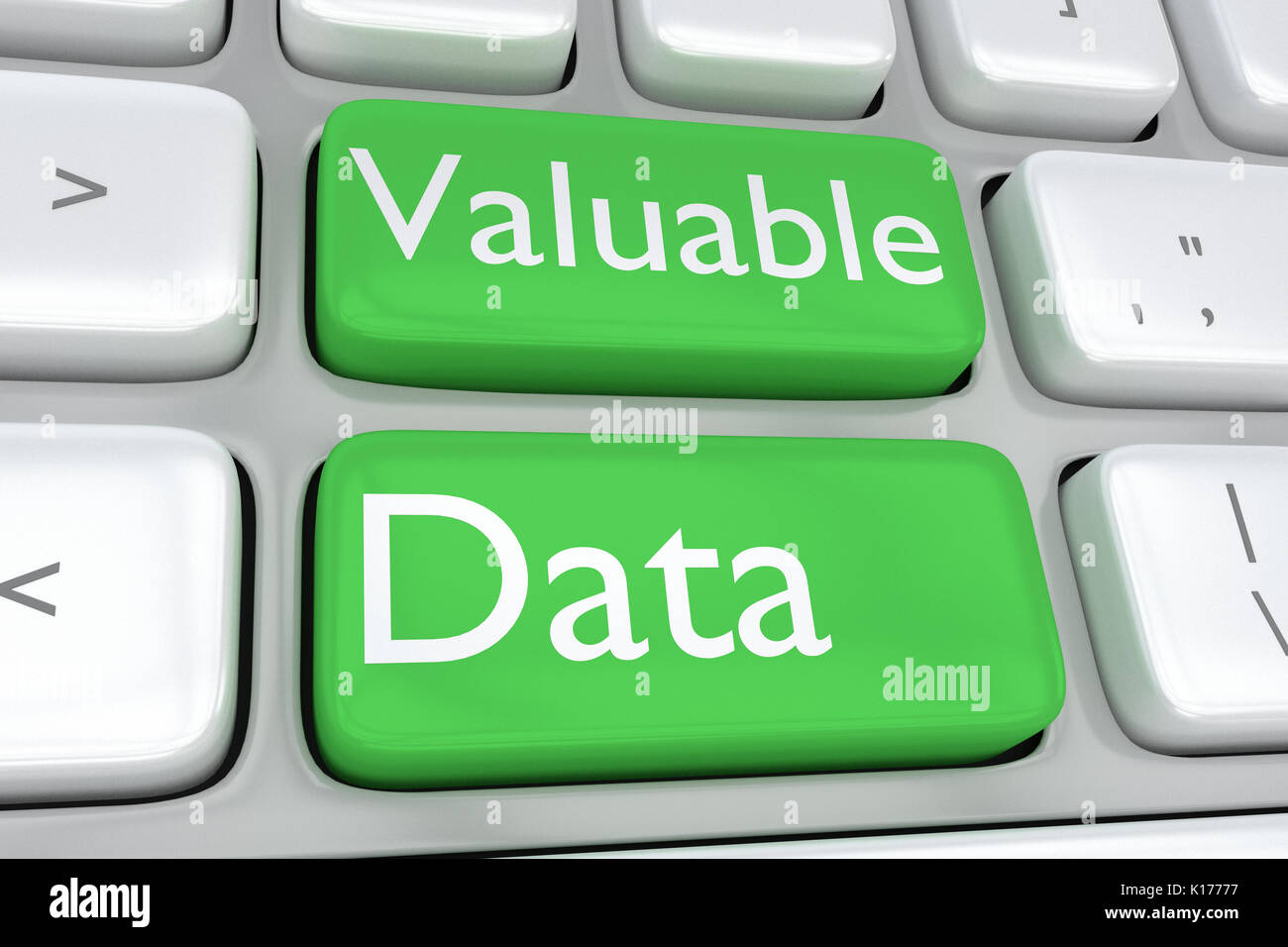 3D illustration of computer keyboard with the print "Valuable Data" on ...