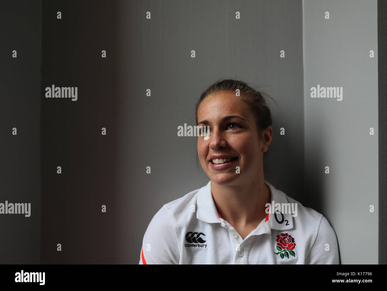 England's Emily Scarratt poses for a picture after the press conference ...