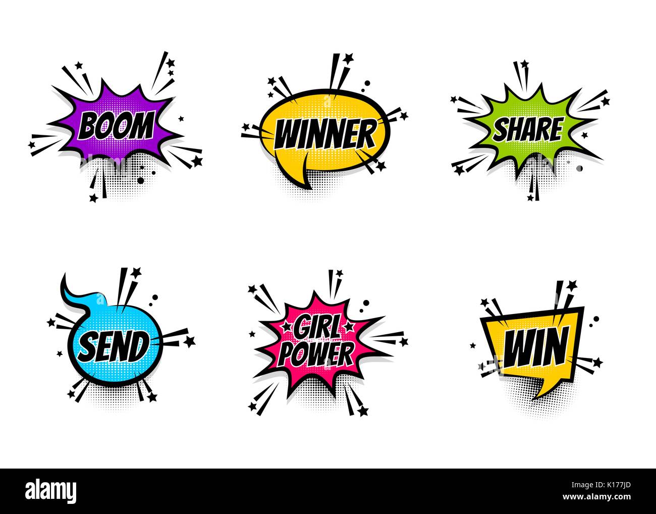 Comic text speech bubble pop art set Stock Vector Image & Art - Alamy