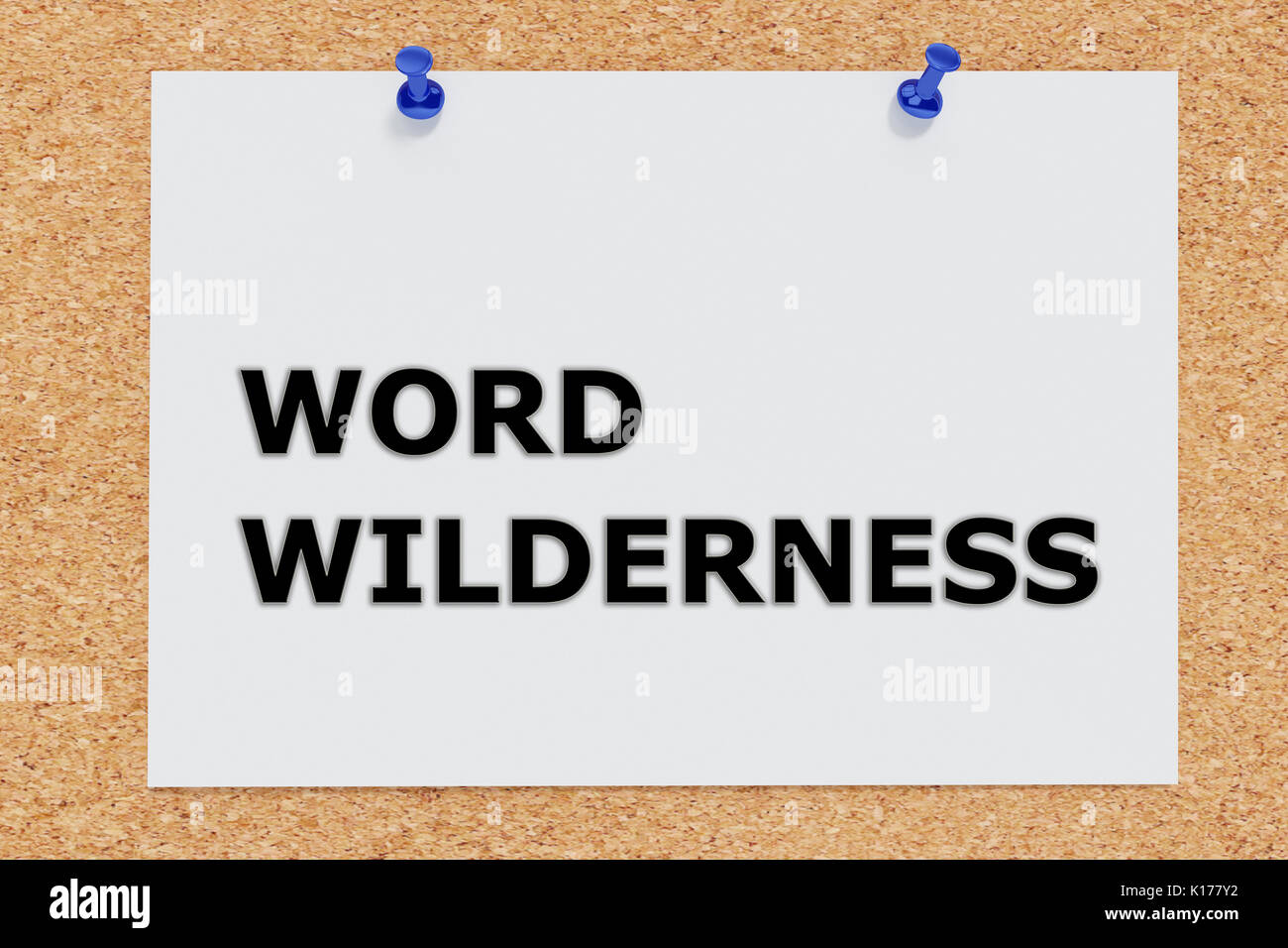 Render illustration of WORD WILDERNESS on cork board. Abstract concept ...