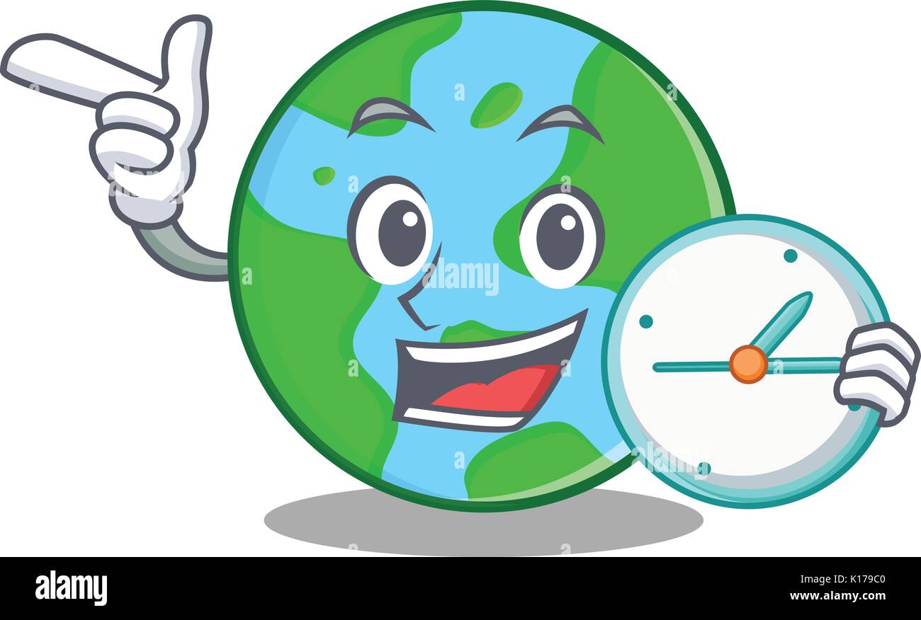 With clock world globe character cartoon Stock Vector Image & Art - Alamy