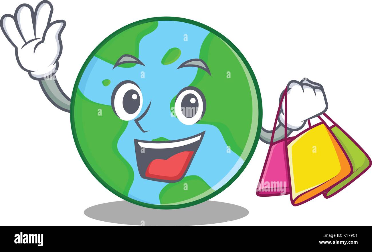Shopping world globe character cartoon Stock Vector Image & Art - Alamy