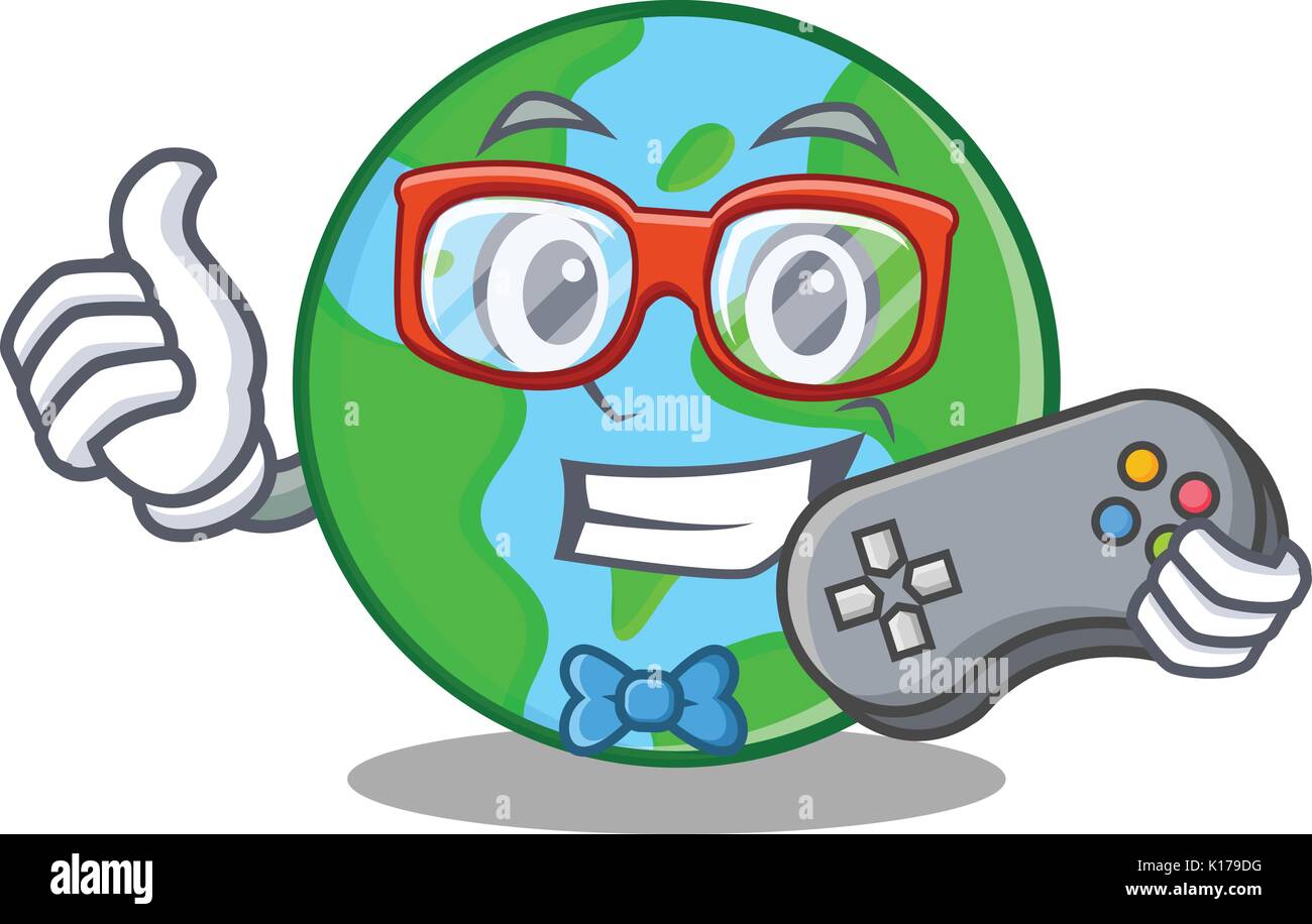 Gamer world globe character cartoon Stock Vector Image & Art - Alamy