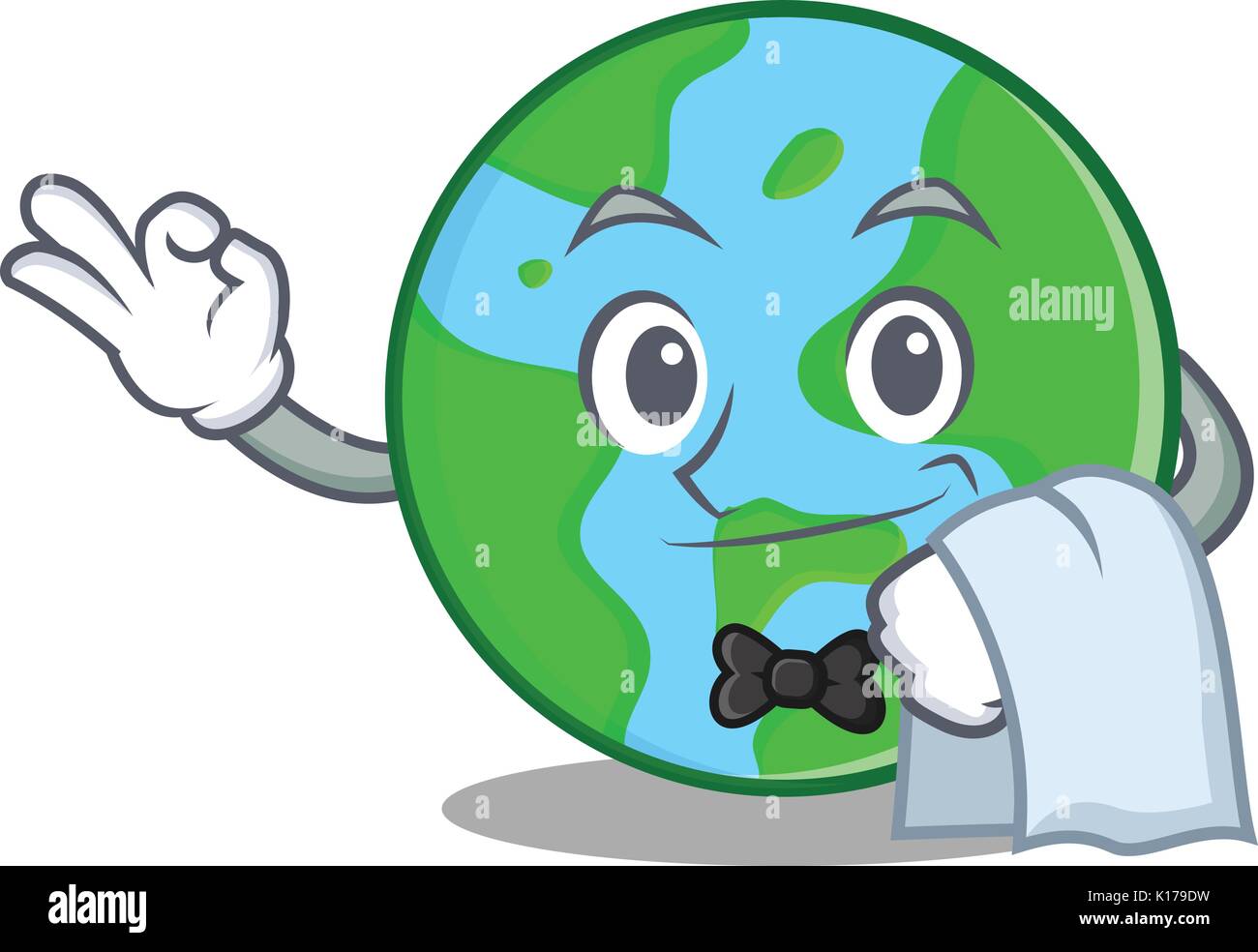 Waiter world globe character cartoon Stock Vector Image & Art - Alamy