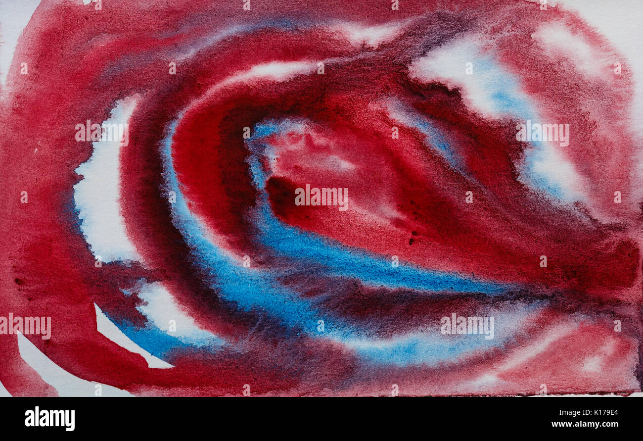 Red blue watercolor abstract background. Handmade. Element of design ...