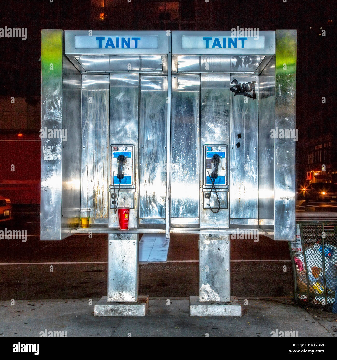 Telephone booths at night Stock Photo - Alamy