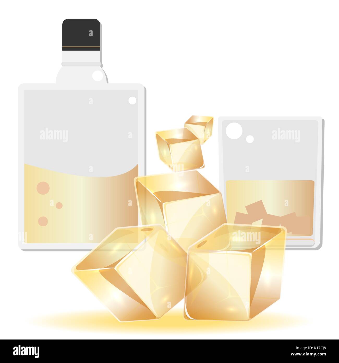 Bottle of whisky with ice cubes and a glass Stock Vector Image & Art ...
