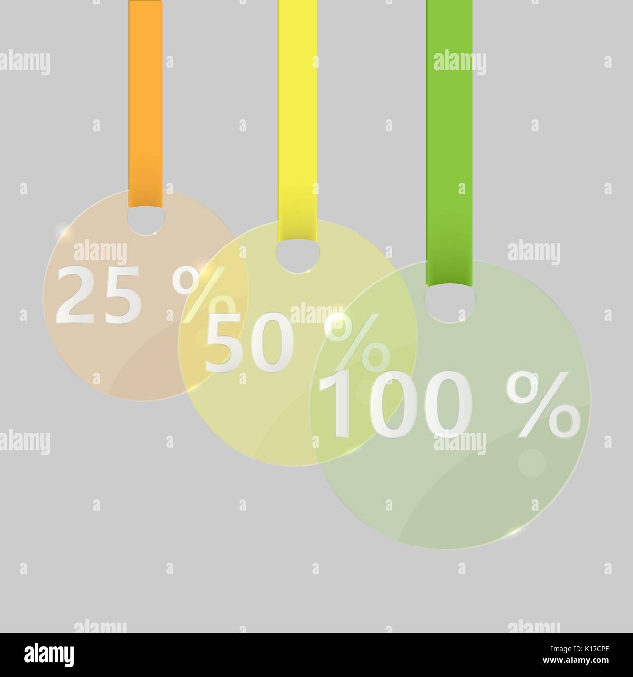 Set of glass sale medals with colourful ribbons. Vector illustration ...