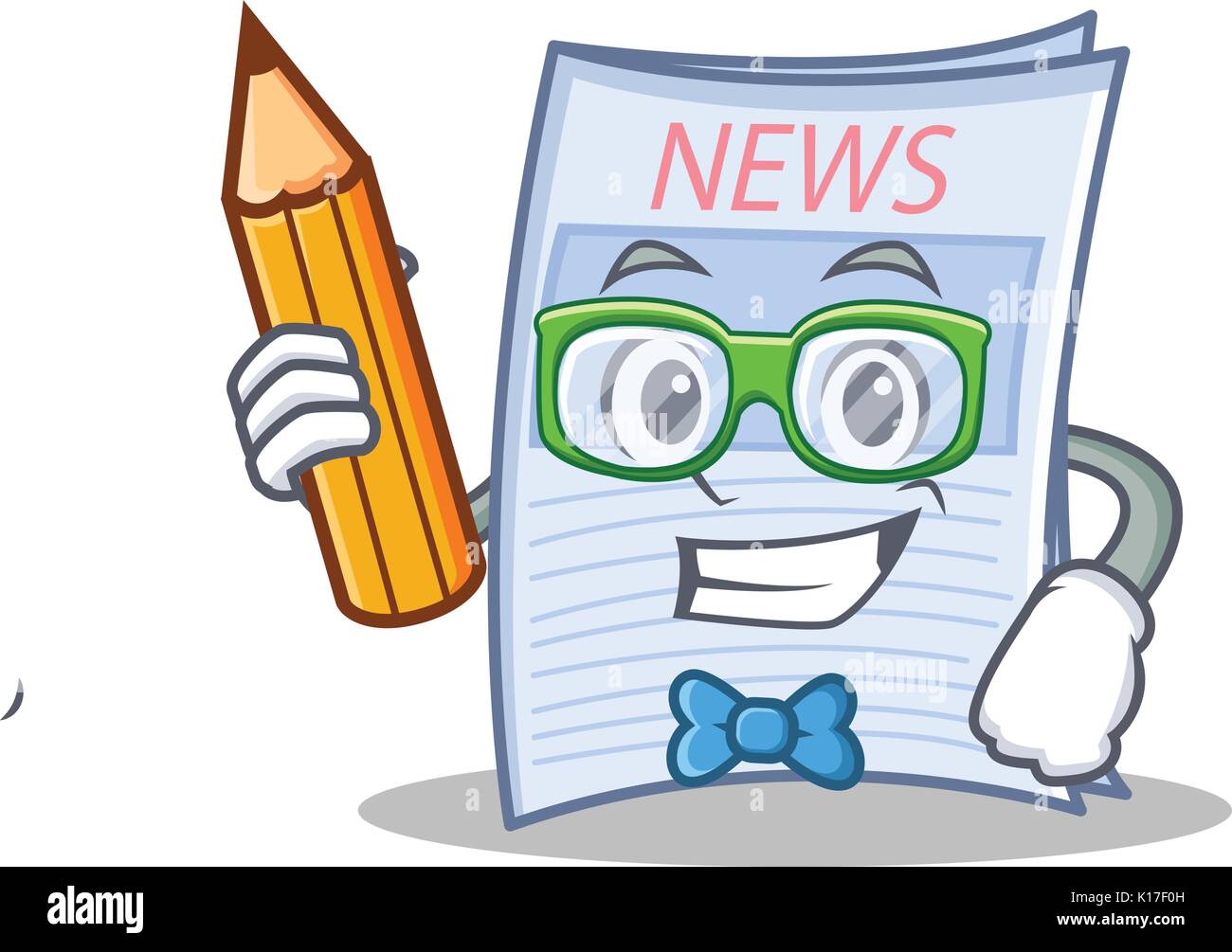 Student with pencil newspaper character cartoon style Stock Vector ...