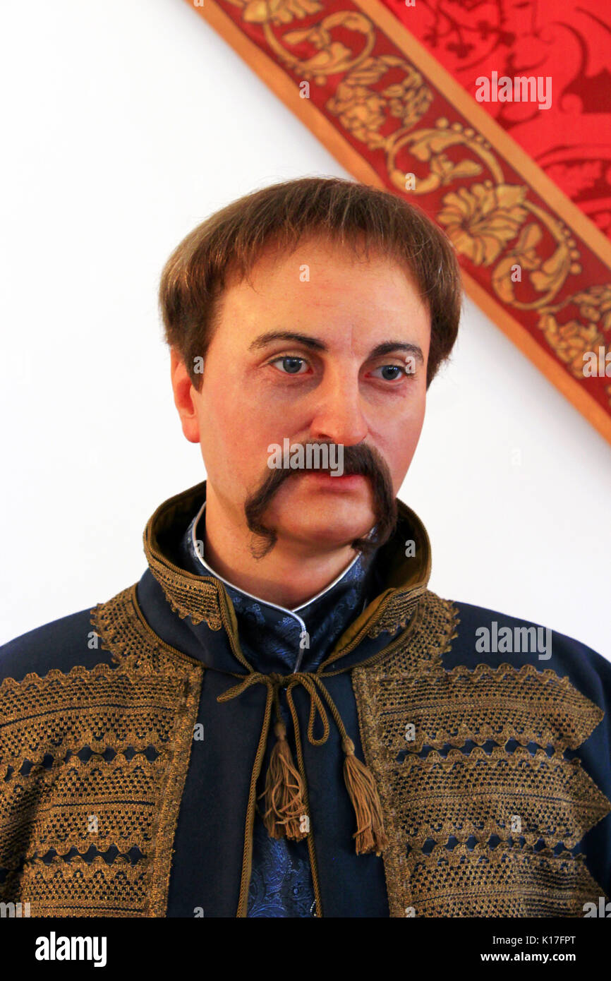 wax figure of Pylyp Orlyk Ukrainian hetman in museum of Baturyn Stock ...