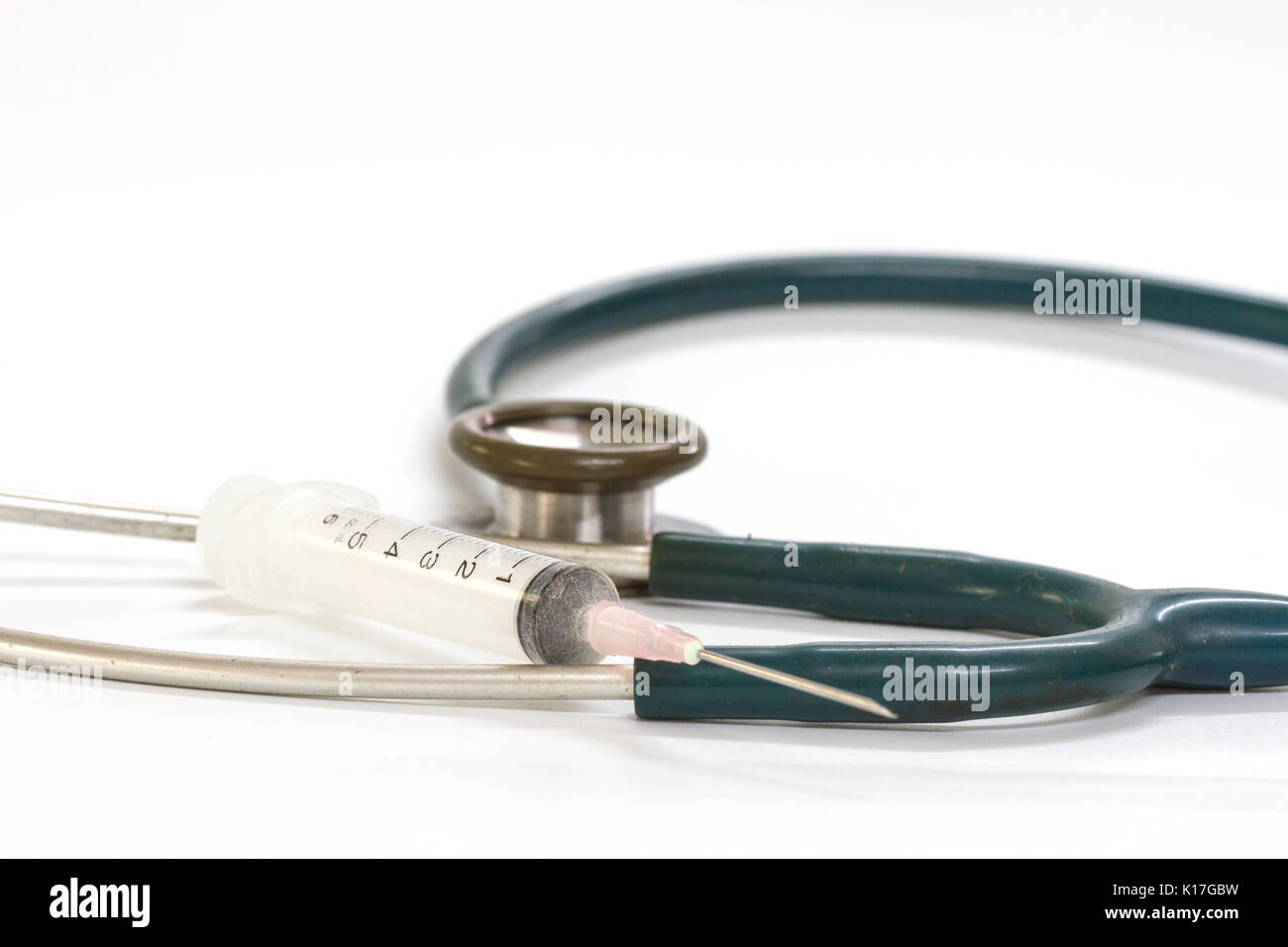 Syringe close up isolated on white background Stock Photo - Alamy