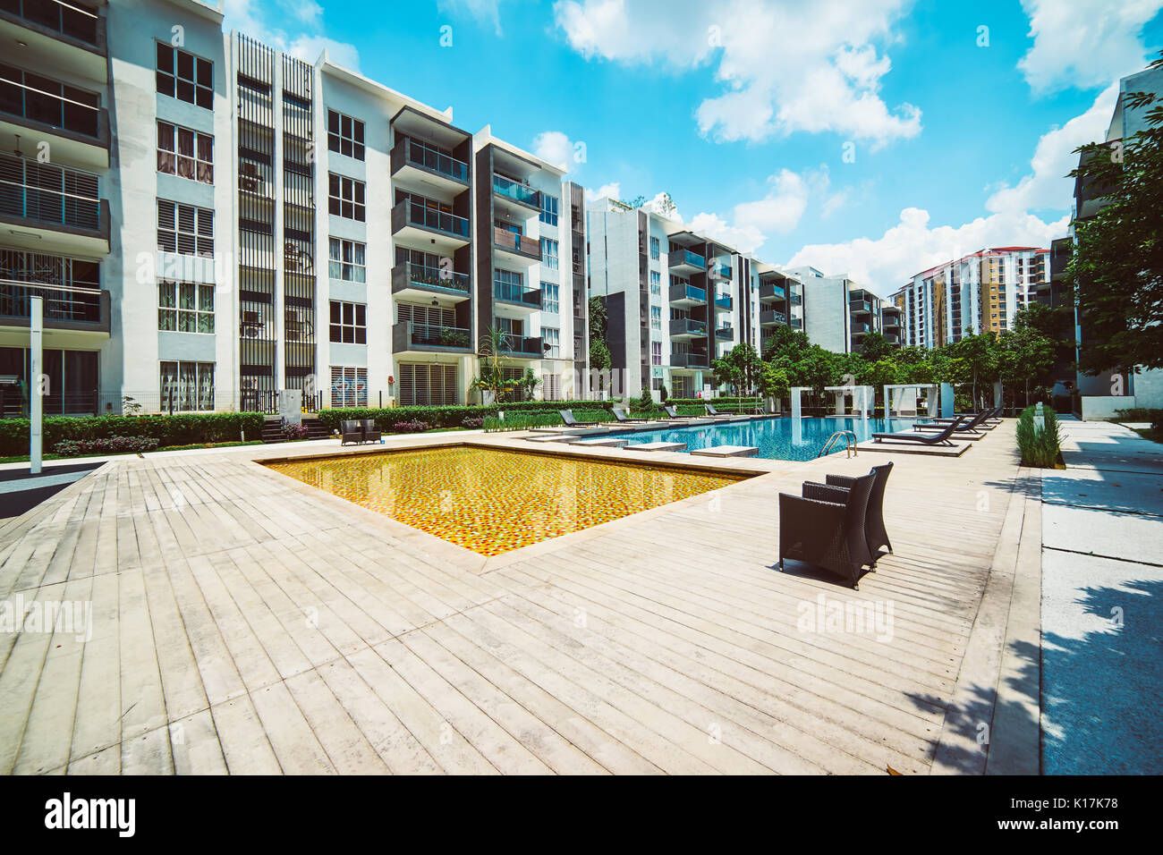 Modern residential buildings outdoor facilities hi-res stock ...