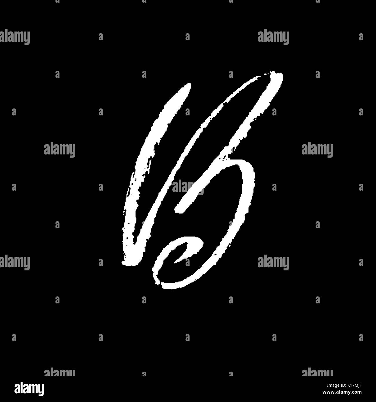 Letter B. Handwritten by dry brush. Rough strokes font. Vector ...
