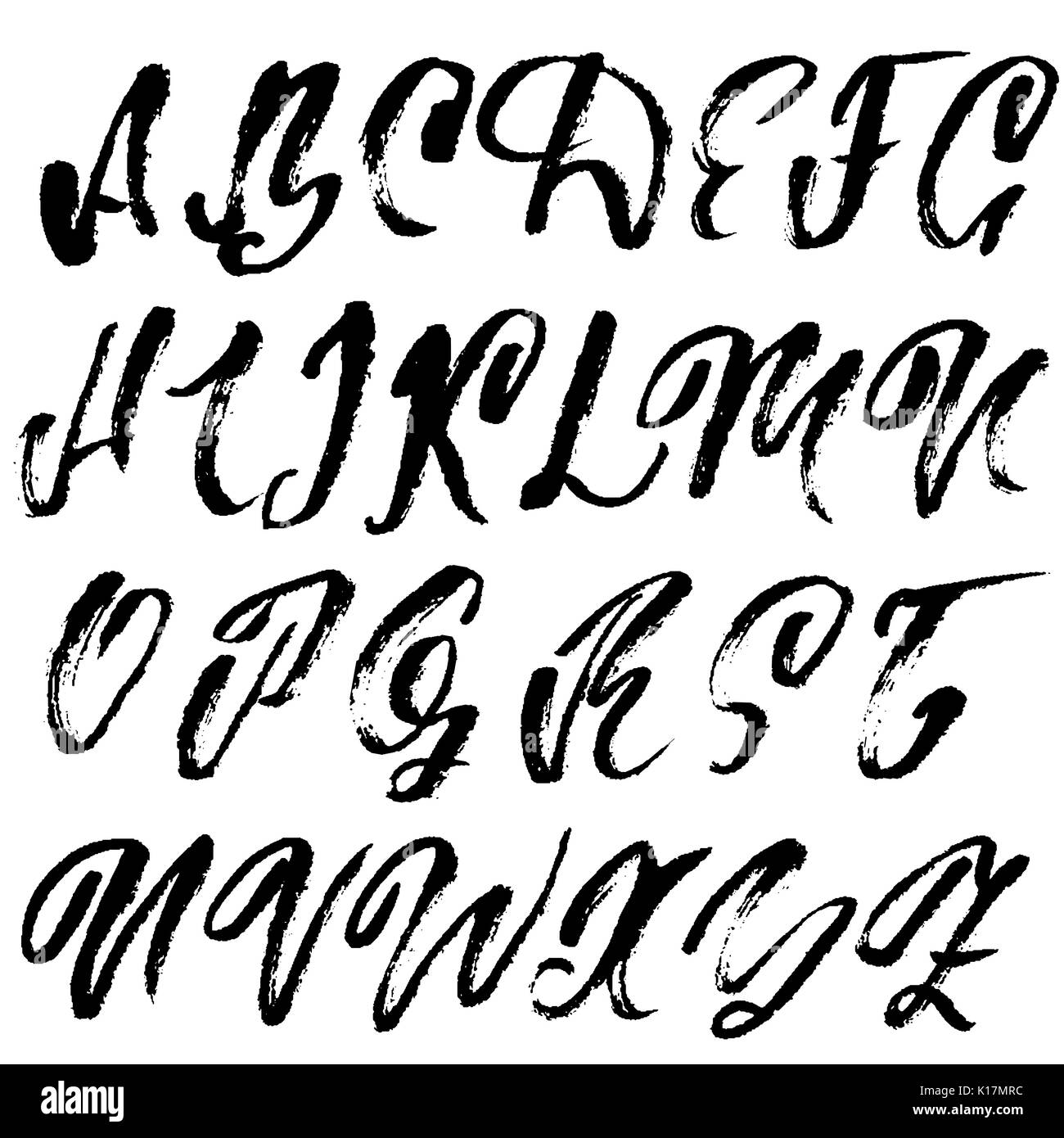 Hand drawn dry brush font. Modern brush lettering. Grunge style ...