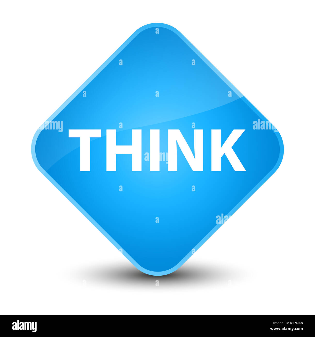 Think isolated on elegant cyan blue diamond button abstract ...