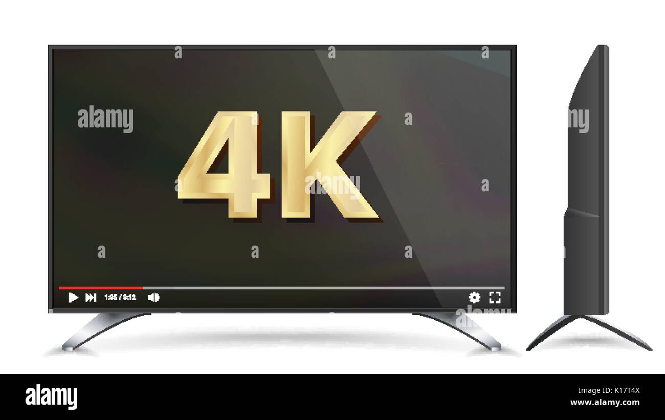 4k TV Vector Screen. Video Player. Modern LCD Digital Wide Television ...