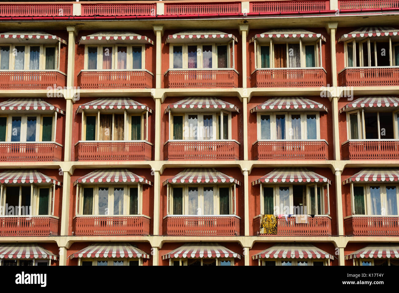 Details of an old-style building at downtown in Srinagar, India Stock ...
