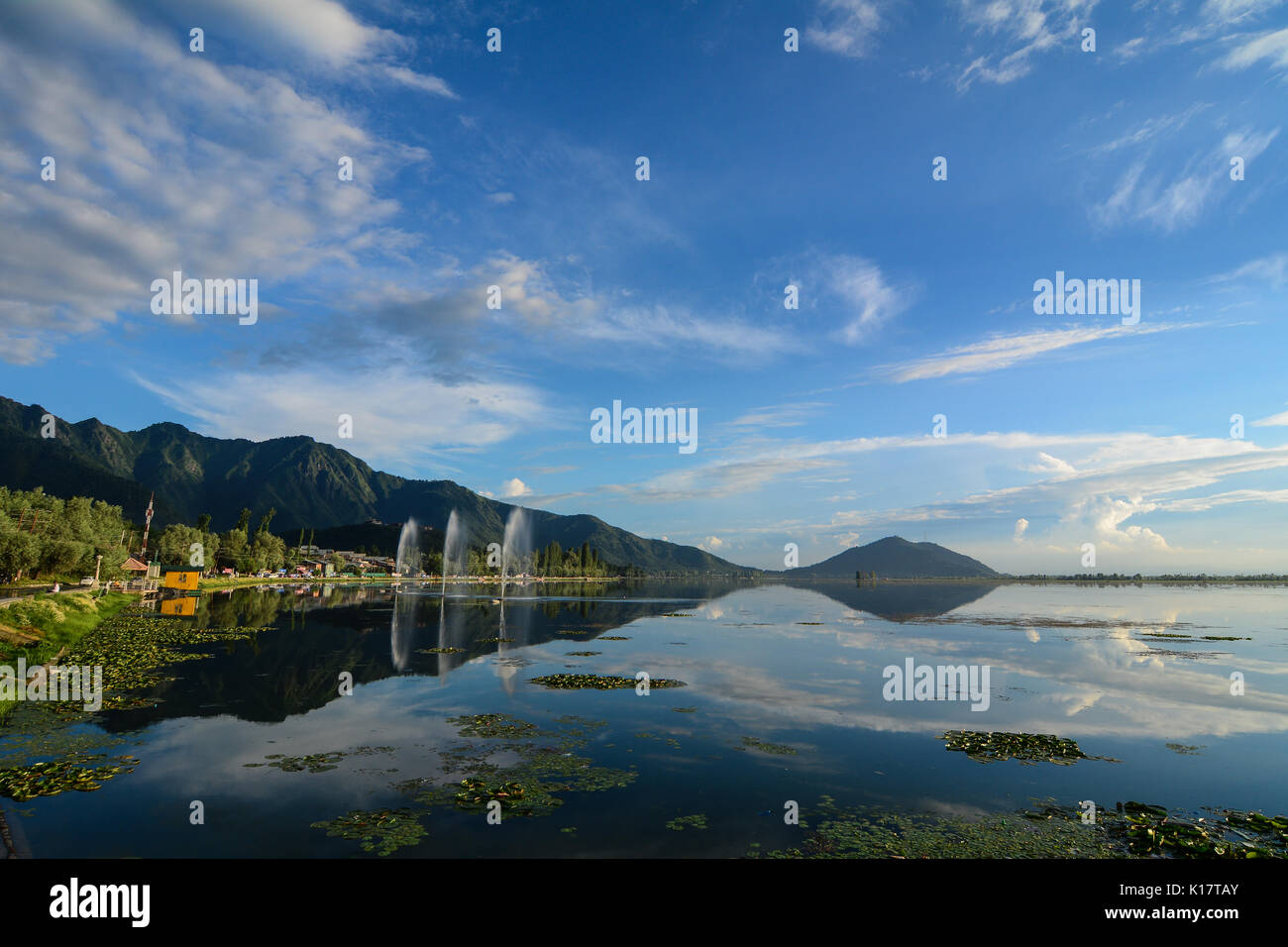 Landscape of Dal Lake in Srinagar, India. Srinagar is the summer ...