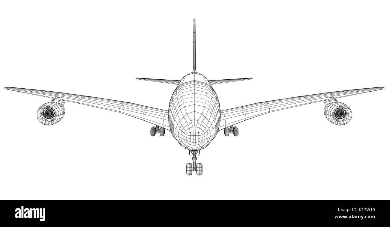 Airplane in wire-frame style Stock Vector Image & Art - Alamy