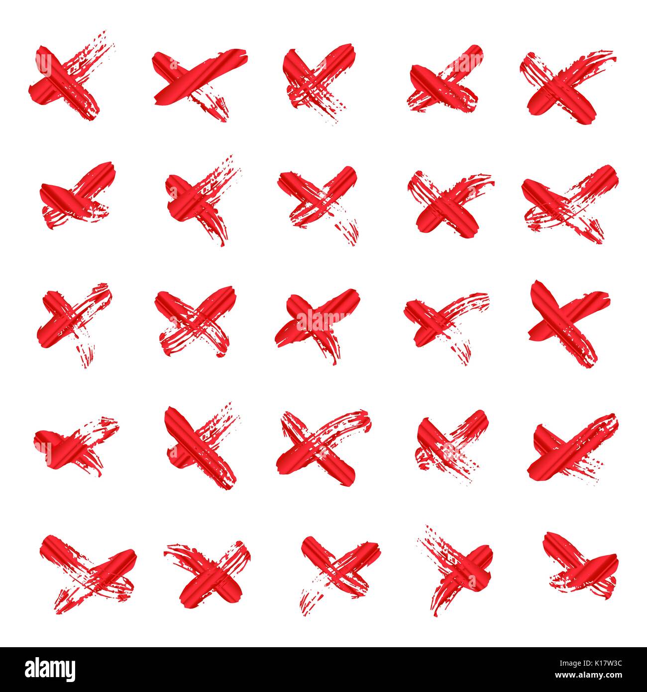 X - Cross Vector. Red Handwritten Symbol Or Letter Isolated On White ...