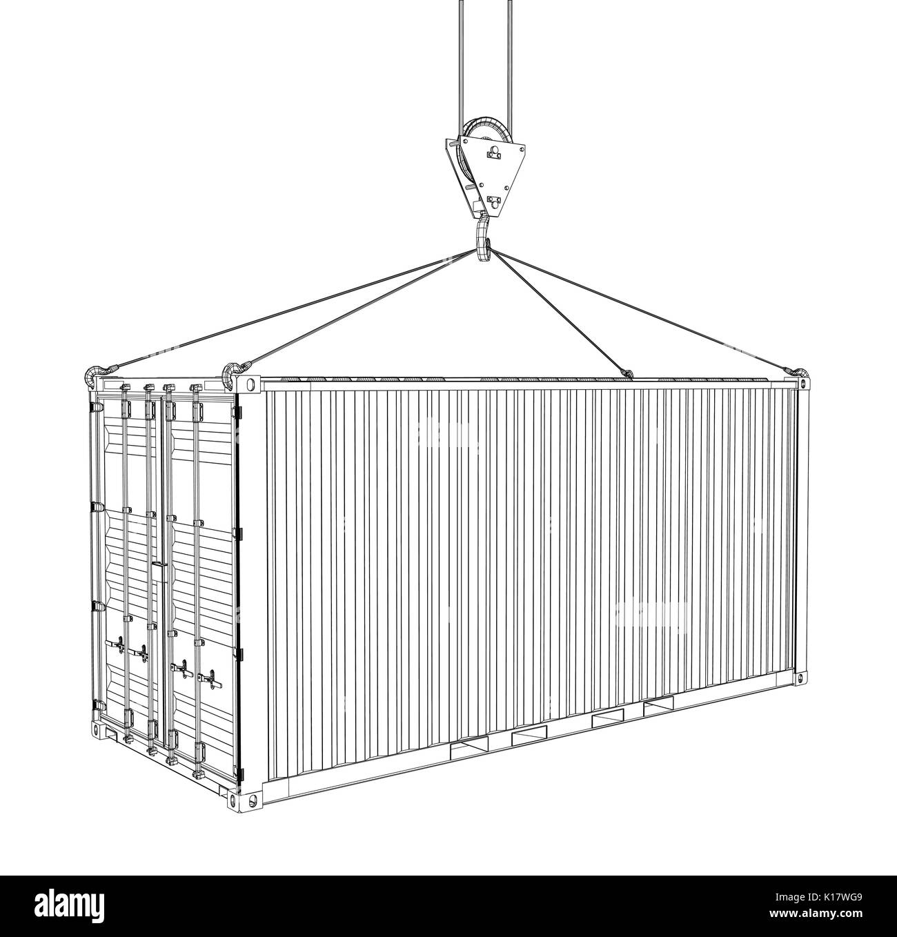 Cargo container hanging on hook of crane Stock Vector Image & Art - Alamy
