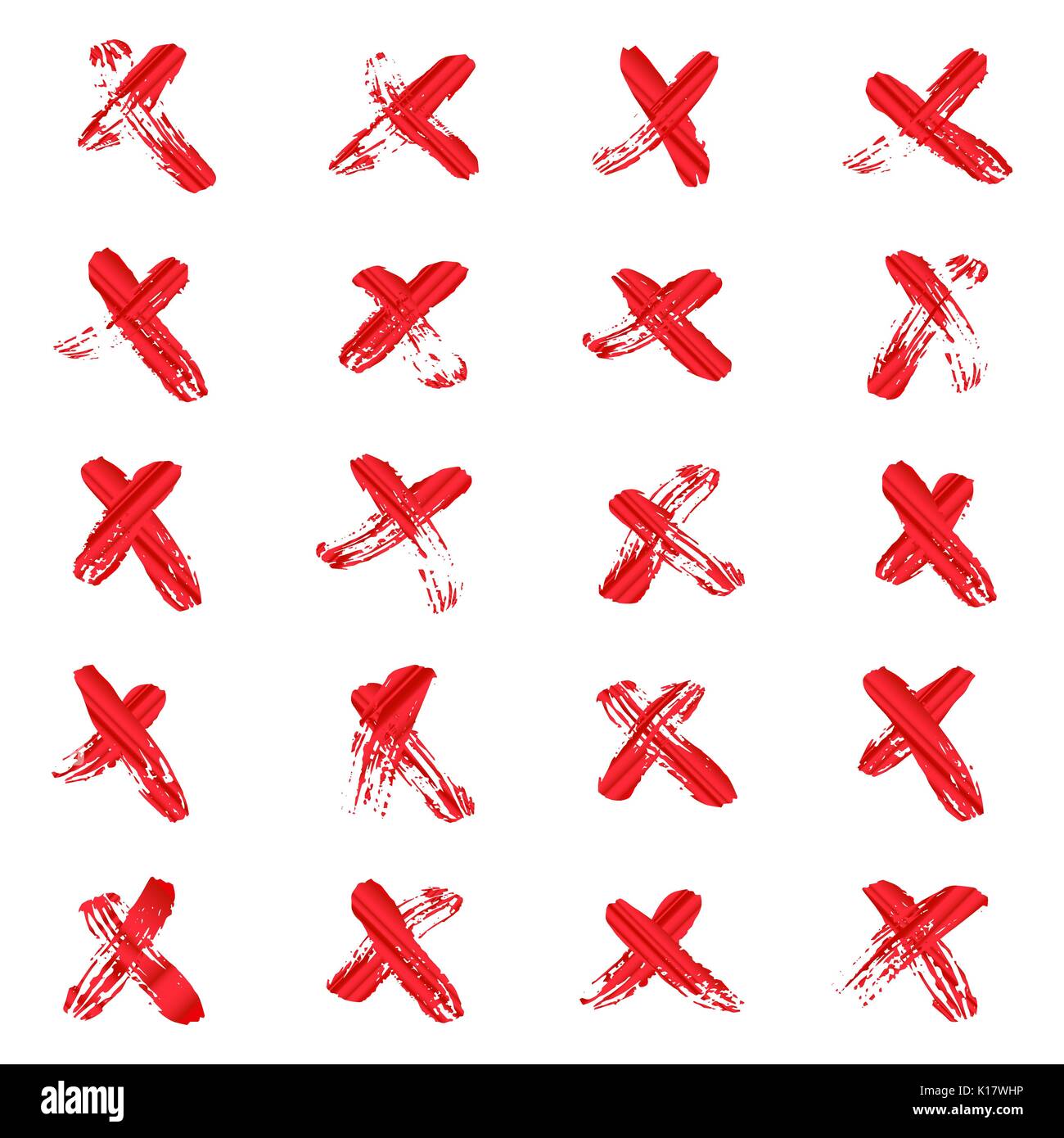 X Cross Sign Vector. Red Hand Drawn X Mark Symbol. Grunge Letter X ...