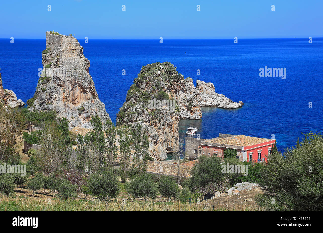 Sicily, province of Trapani, landscape at the seaside town of Scopello ...