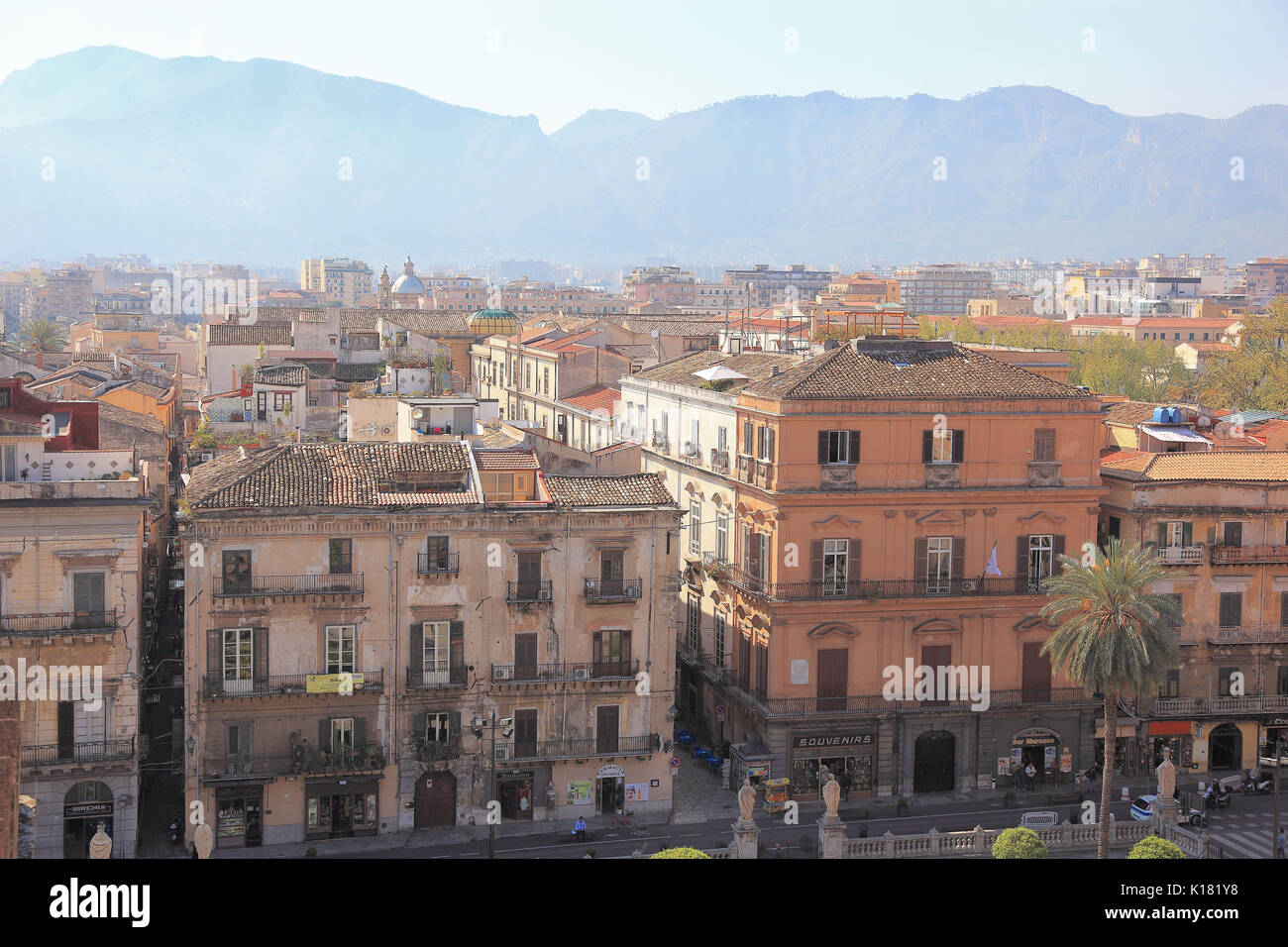 Sicily, city of Palermo, view from the roof of the cathedral to the ...