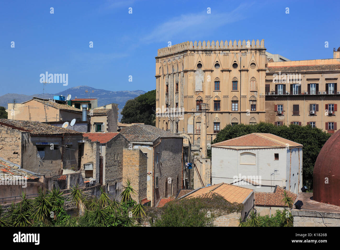 Sicily, city of Palermo, view from the Campanile di San Giuseppe ...