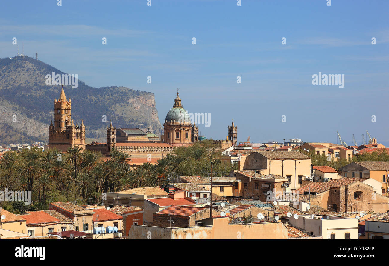 Sicily, city of Palermo, view from the Campanile di San Giuseppe ...