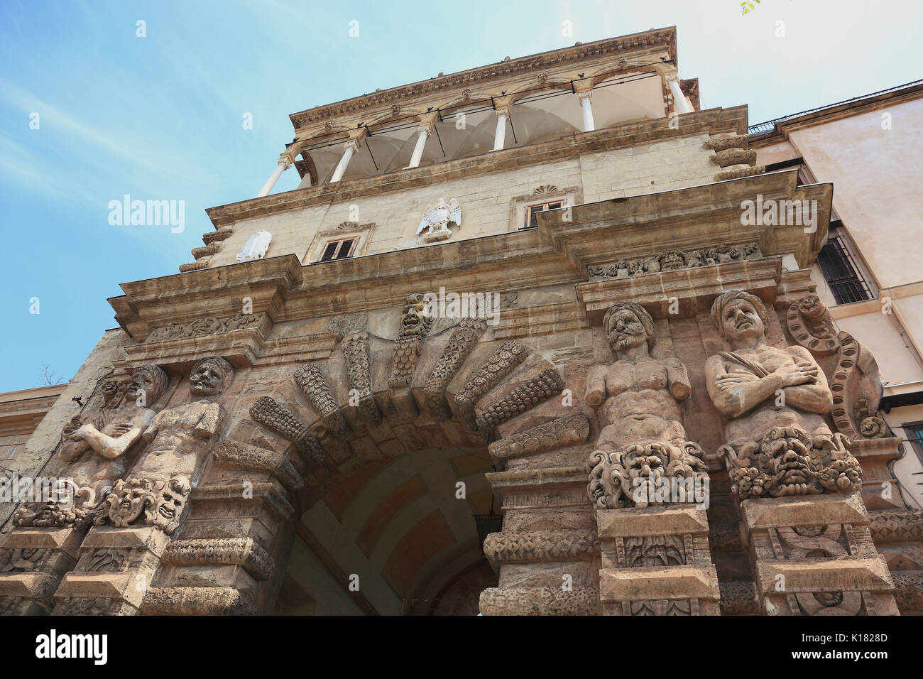 Sicily, city of Palermo, the Porta Nuova, the new gate at the north end ...