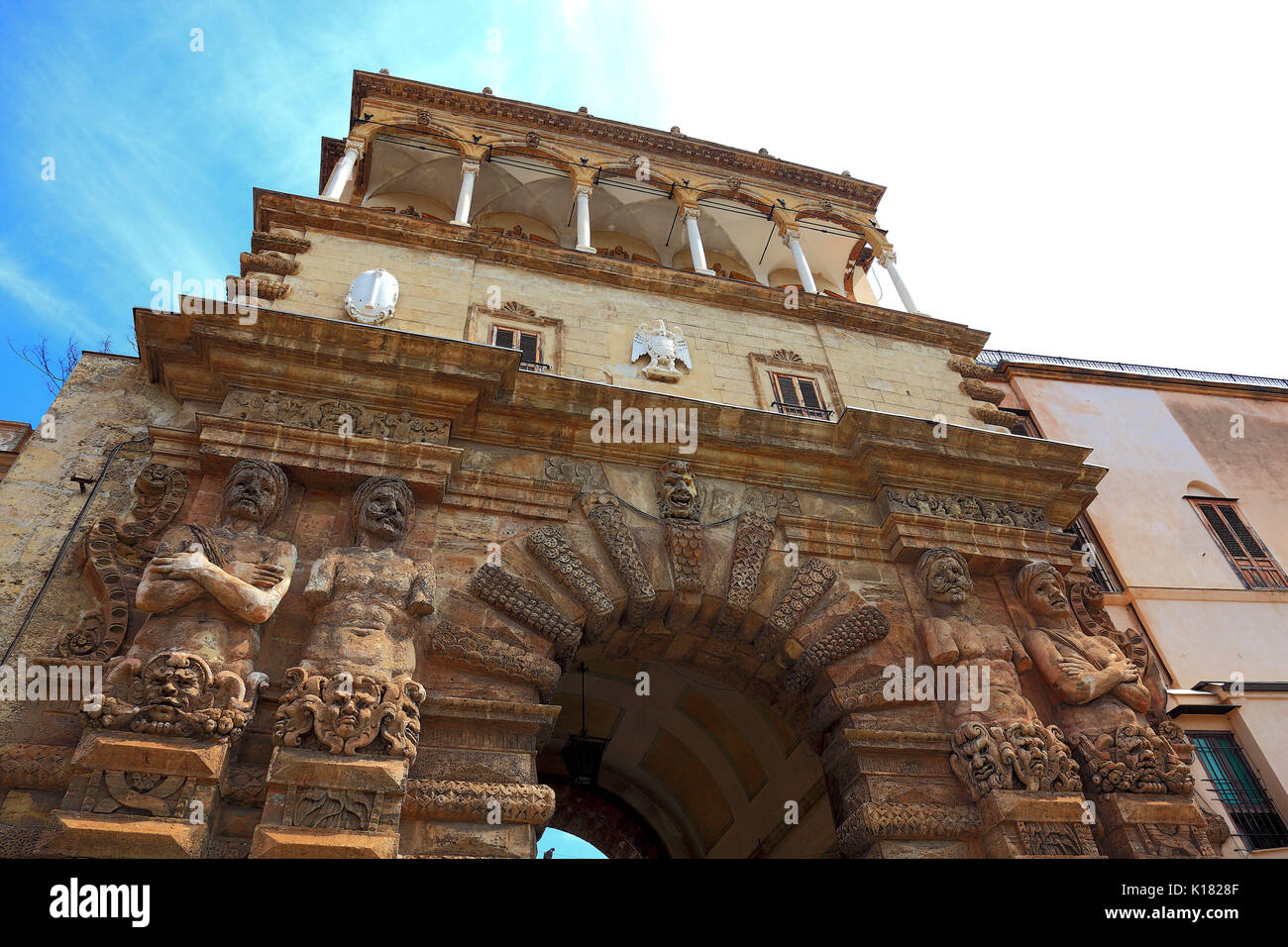 Sicily, city of Palermo, the Porta Nuova, the new gate at the north end ...