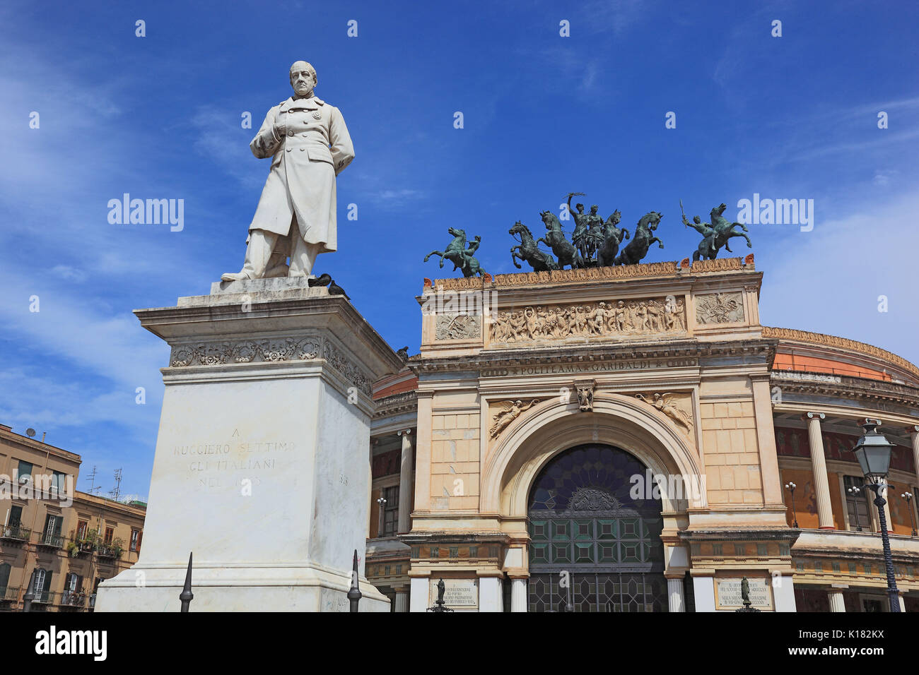 Sicily, the old town of Palermo, the Teatro Politeama Garibaldi and the ...