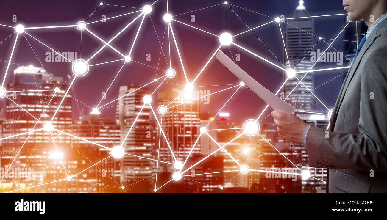 Concept of modern business networking that connect and cooperate people ...