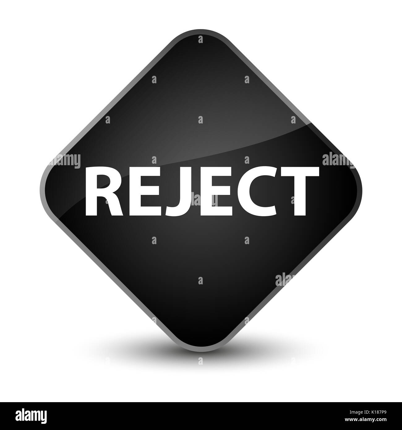 Reject isolated on elegant black diamond button abstract illustration ...