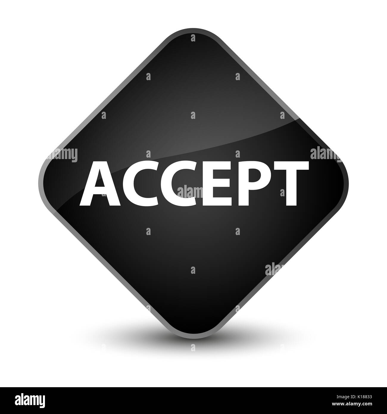 Accept isolated on elegant black diamond button abstract illustration ...
