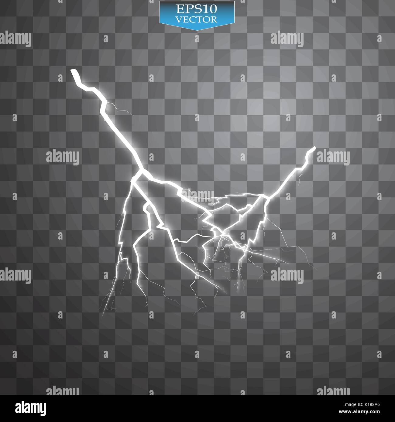 Set of lightnings. Thunder-storm and lightnings. Magic and bright ...
