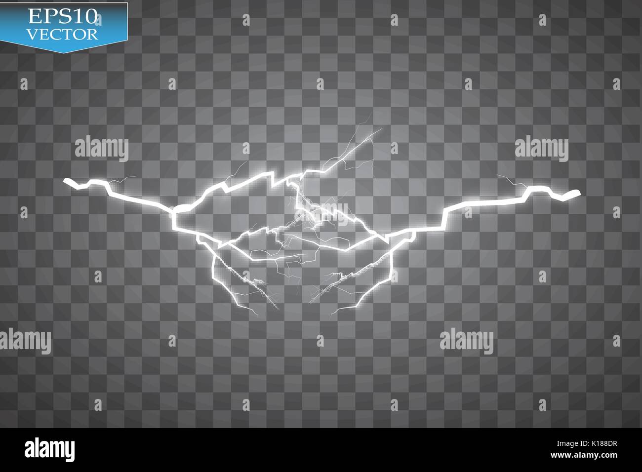 Set of lightnings. Thunder-storm and lightnings. Magic and bright ...