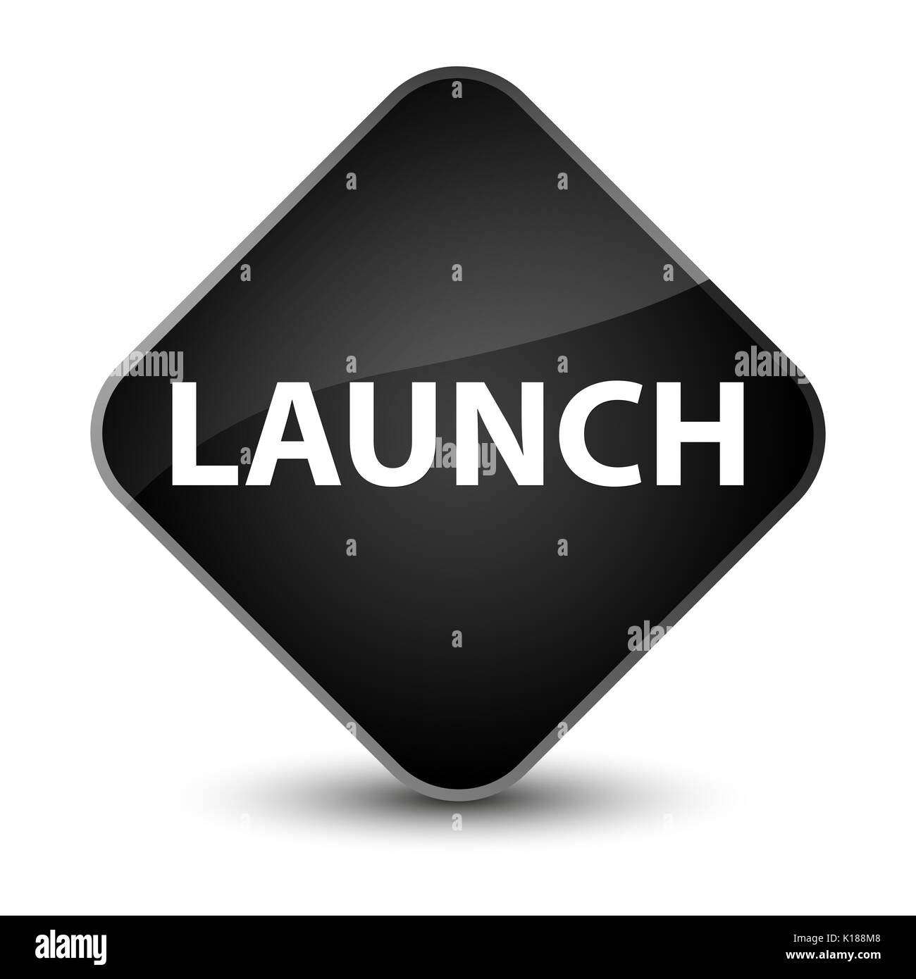 Launch isolated on elegant black diamond button abstract illustration ...