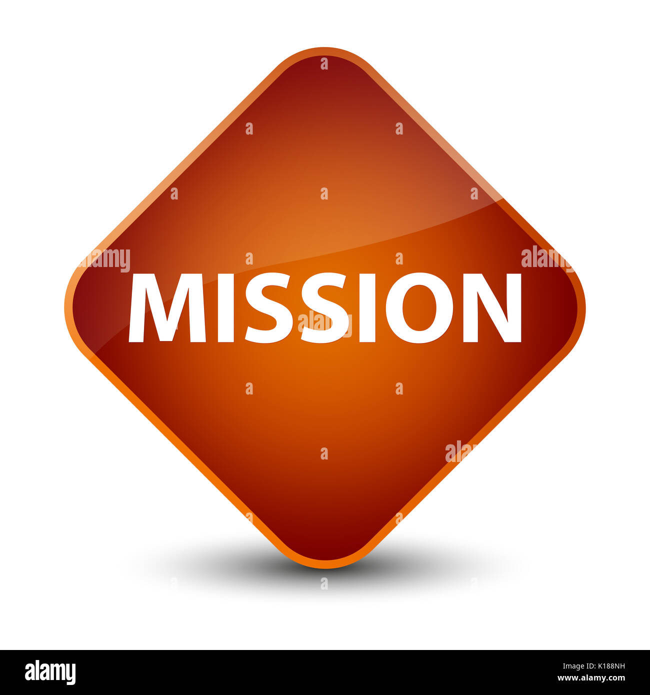 Mission isolated on elegant brown diamond button abstract illustration ...