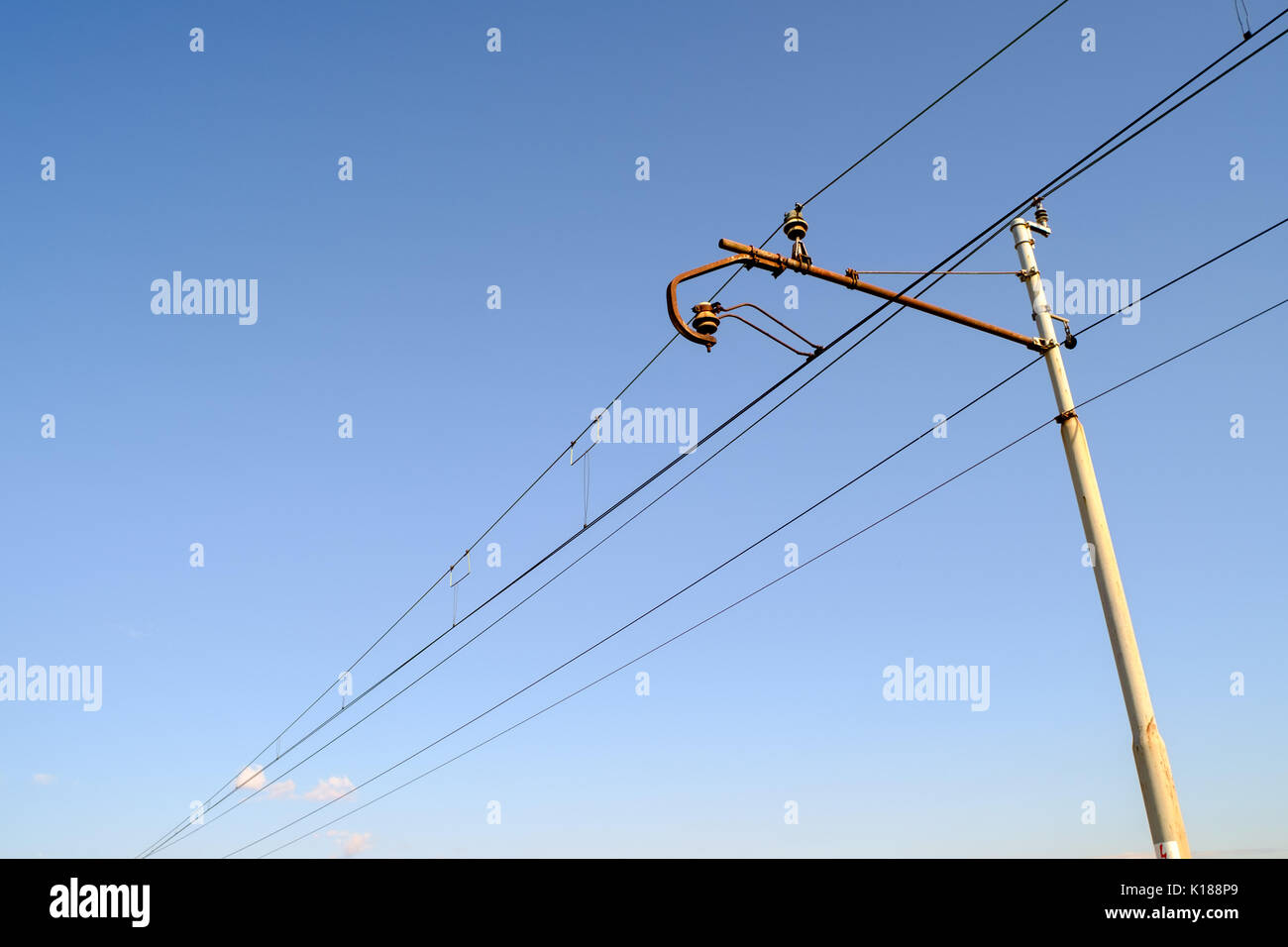 Railways electric power lines Stock Photo - Alamy