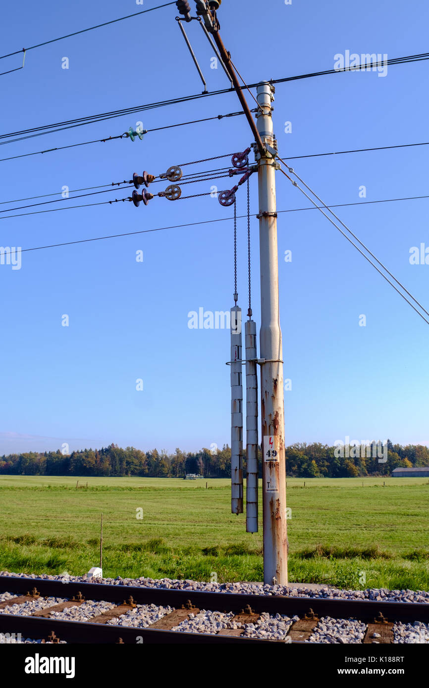 Railways electric power lines Stock Photo - Alamy