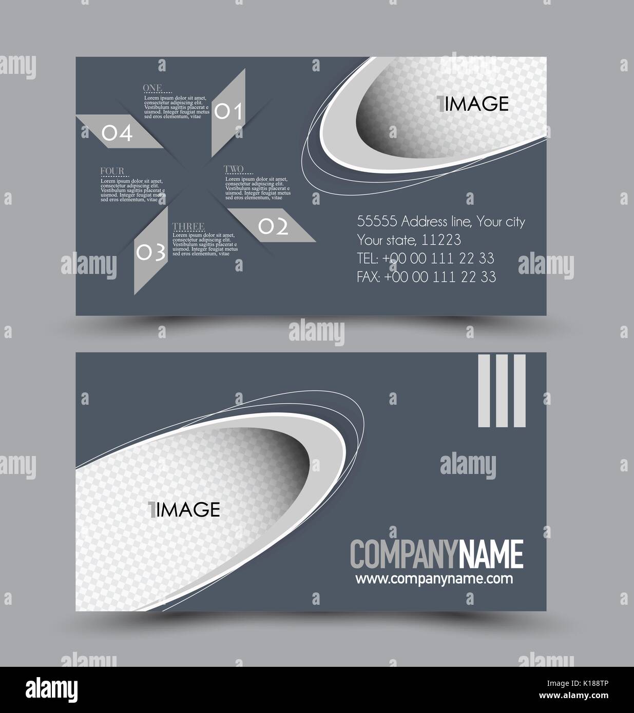 Business card design set template for company corporate style. Grey ...