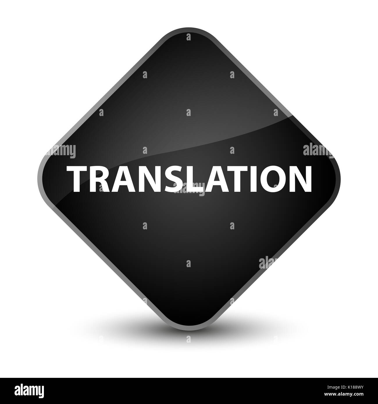 Translation isolated on elegant black diamond button abstract ...