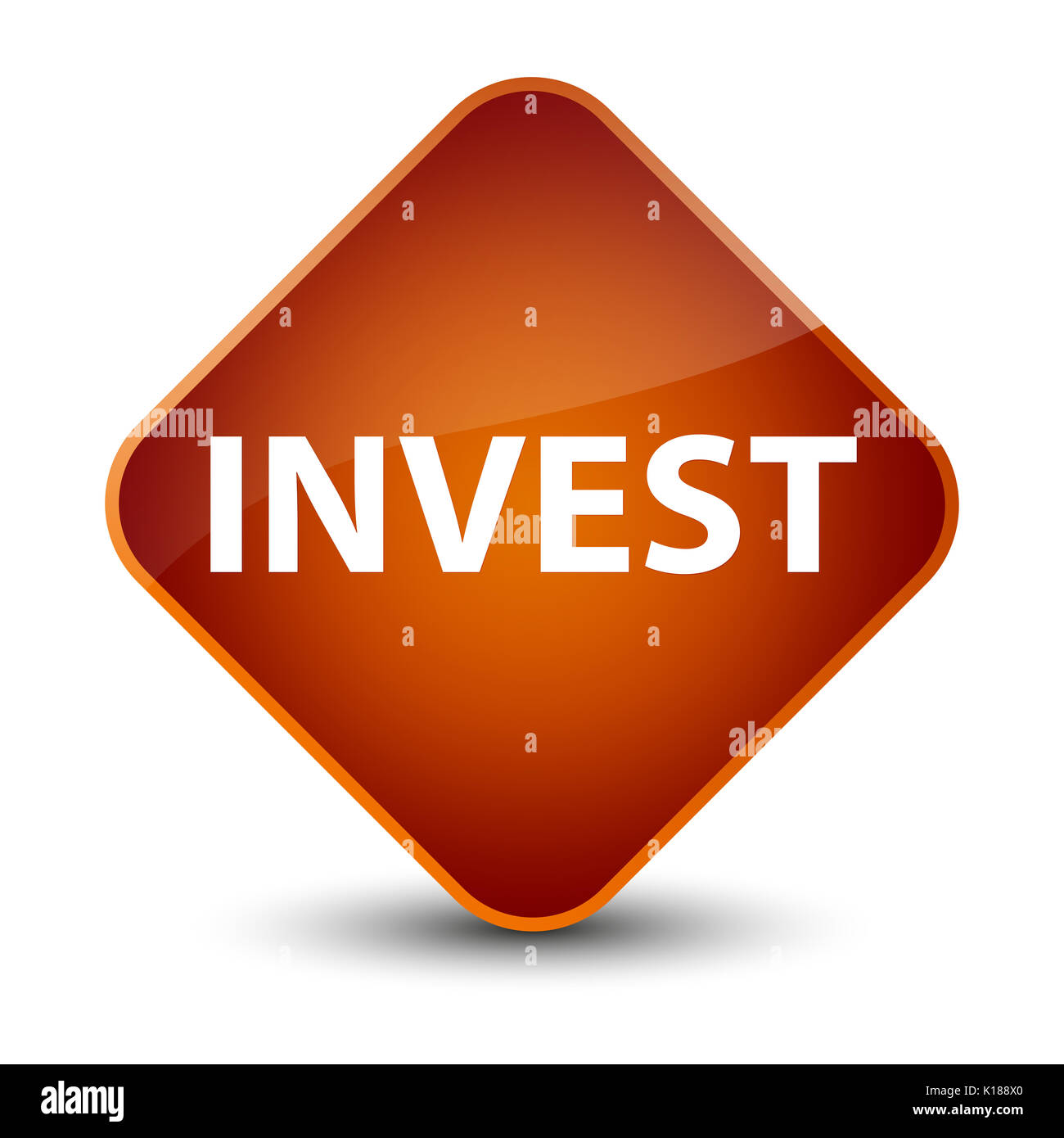 Invest isolated on elegant brown diamond button abstract illustration ...