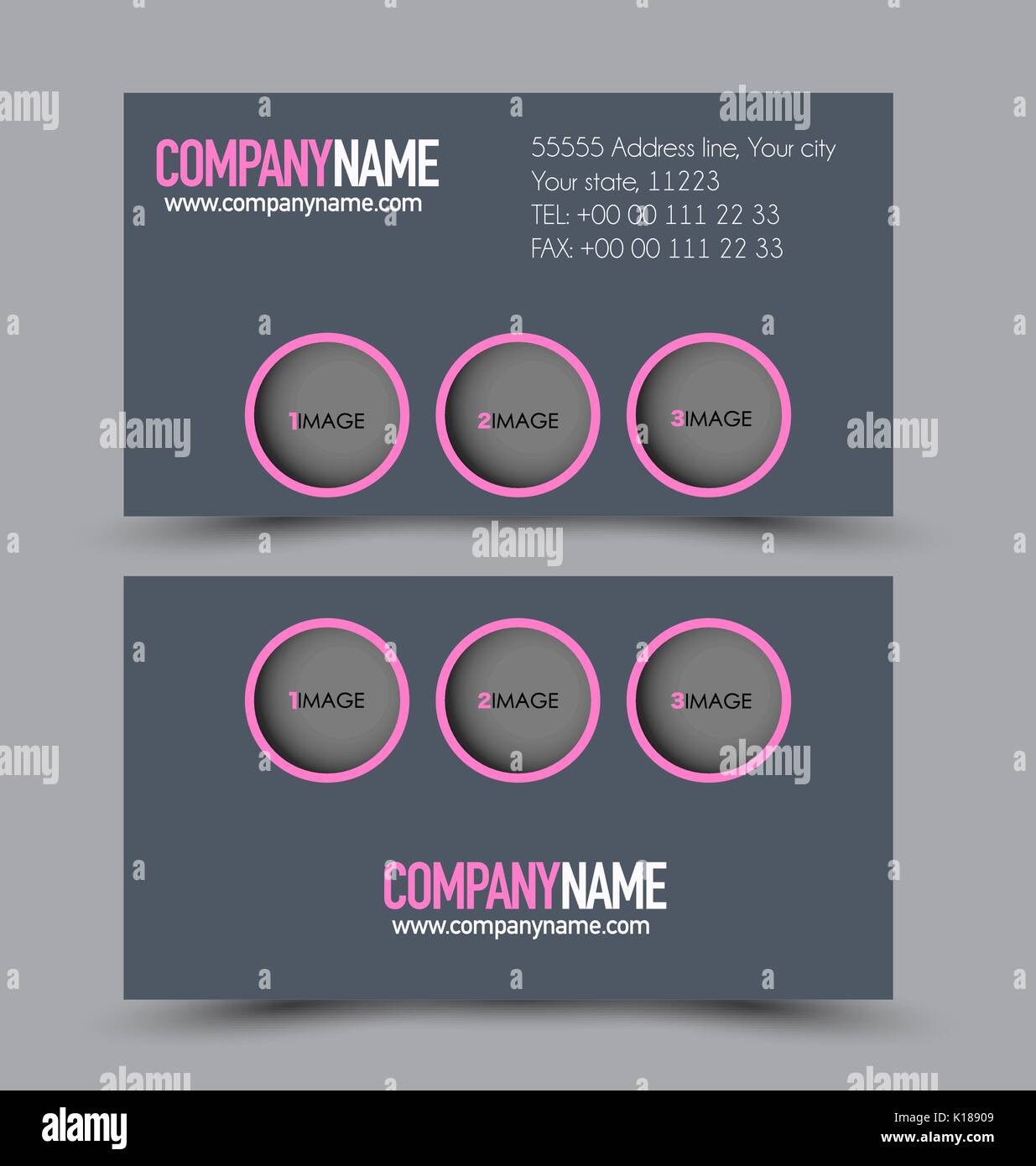Business card design set template for company corporate style. Grey and ...