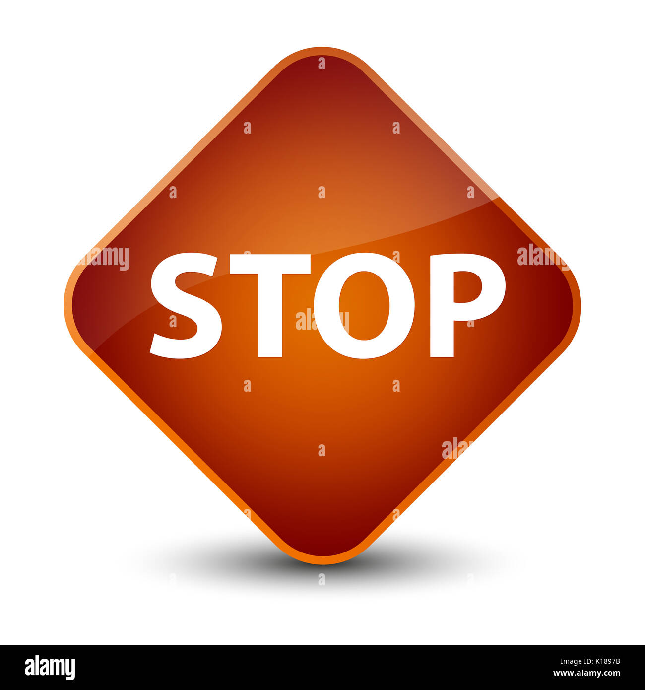 Stop isolated on elegant brown diamond button abstract illustration ...