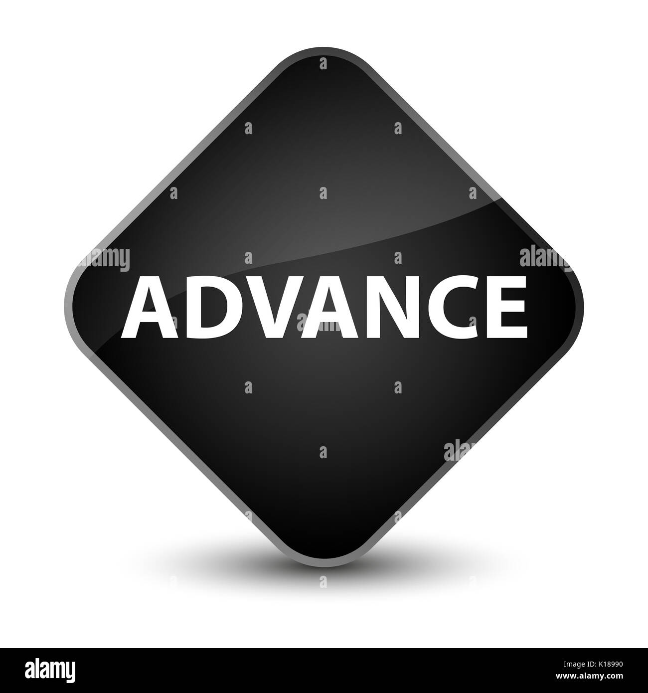 Advance isolated on elegant black diamond button abstract illustration ...
