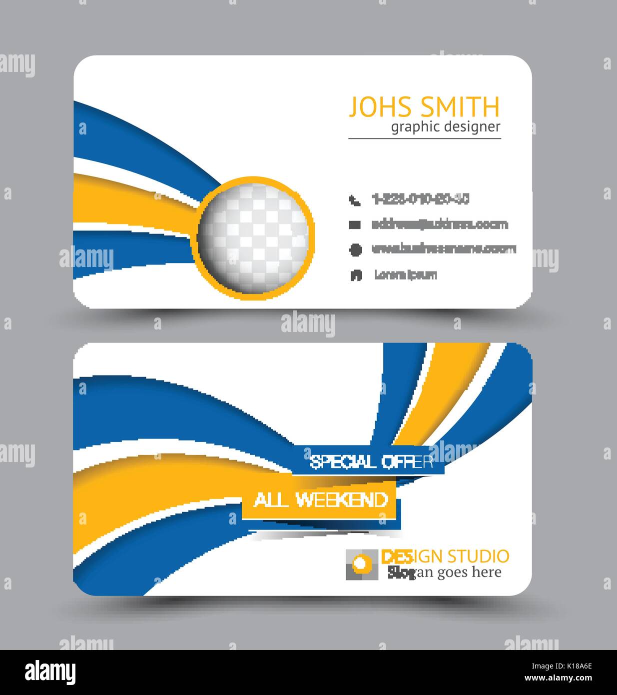 Business card design set template for company corporate style. Blue and ...