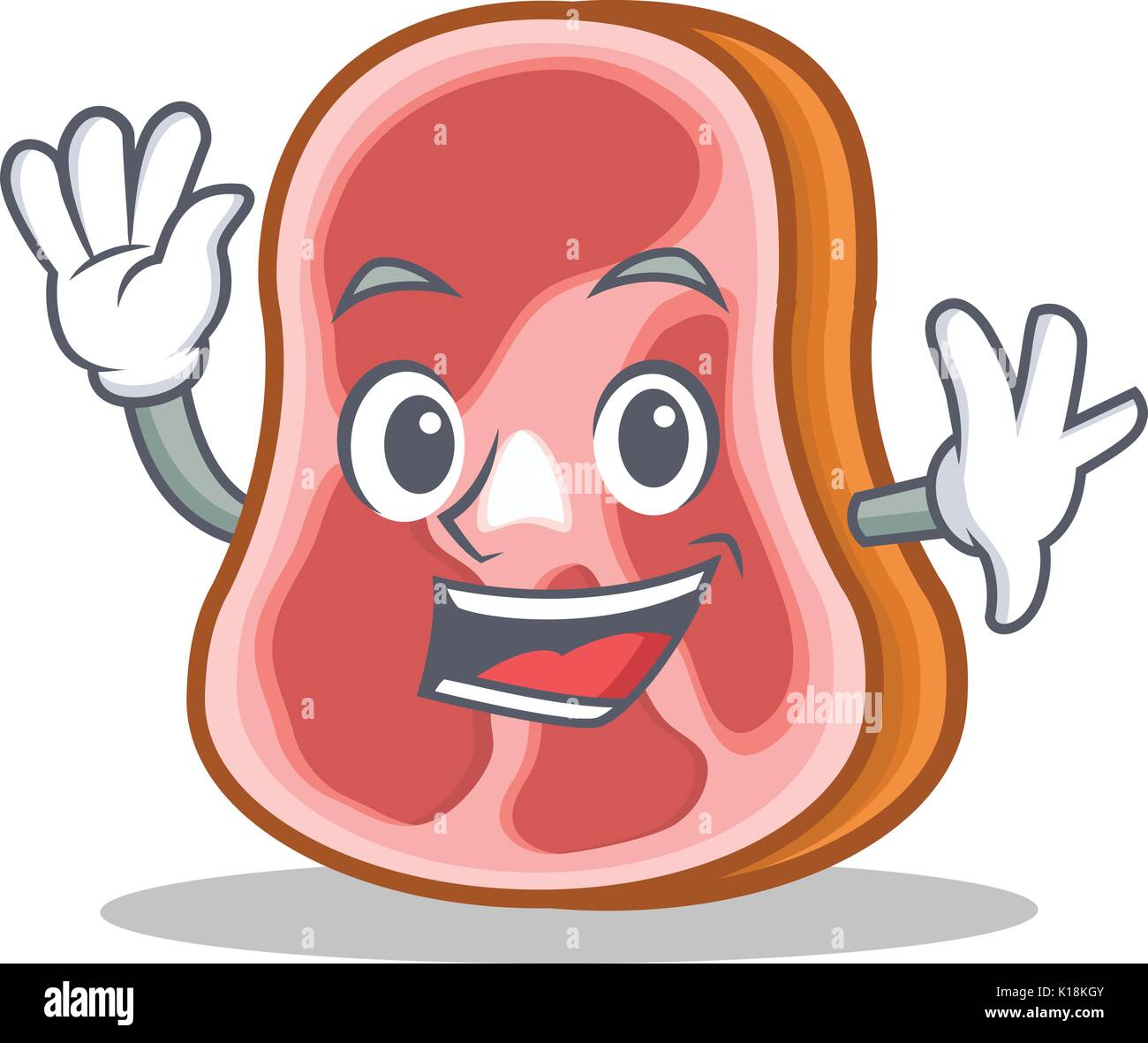 Waving meat character cartoon food Stock Vector Image & Art - Alamy